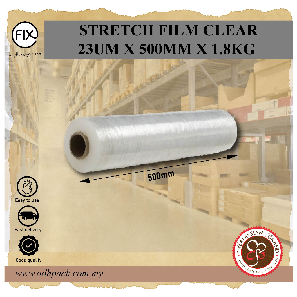 LDPE Stretch Film (23um) - Transparent 500MM X 1.8KGS | Shopee Malaysia