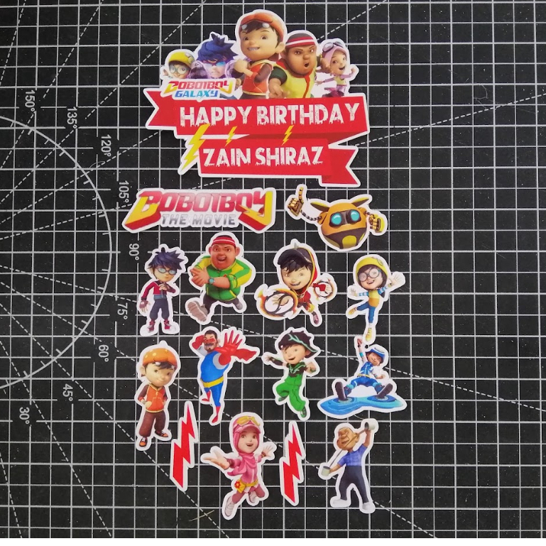 [CUSTOM NAME] Happy Birthday Cake Topper BoBoiBoy Decoration Set Party ...