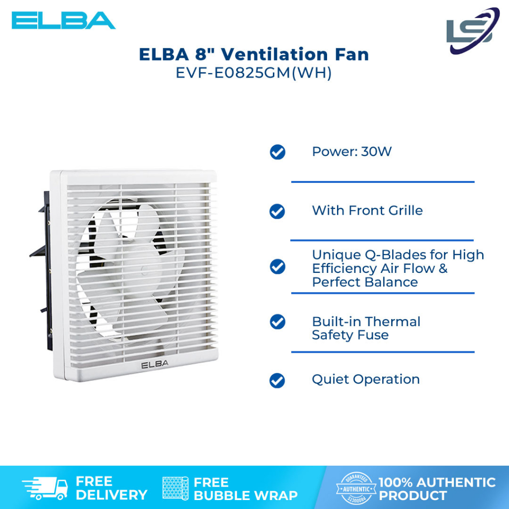 ELBA 8" Ventilation Fan EVF-E0825GM(WH) | With Front Grille | High ...