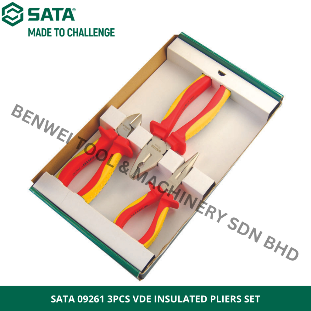 SATA 09261 3PCS VDE INSULATED PLIERS SET / COMBINATION PLIERS ...