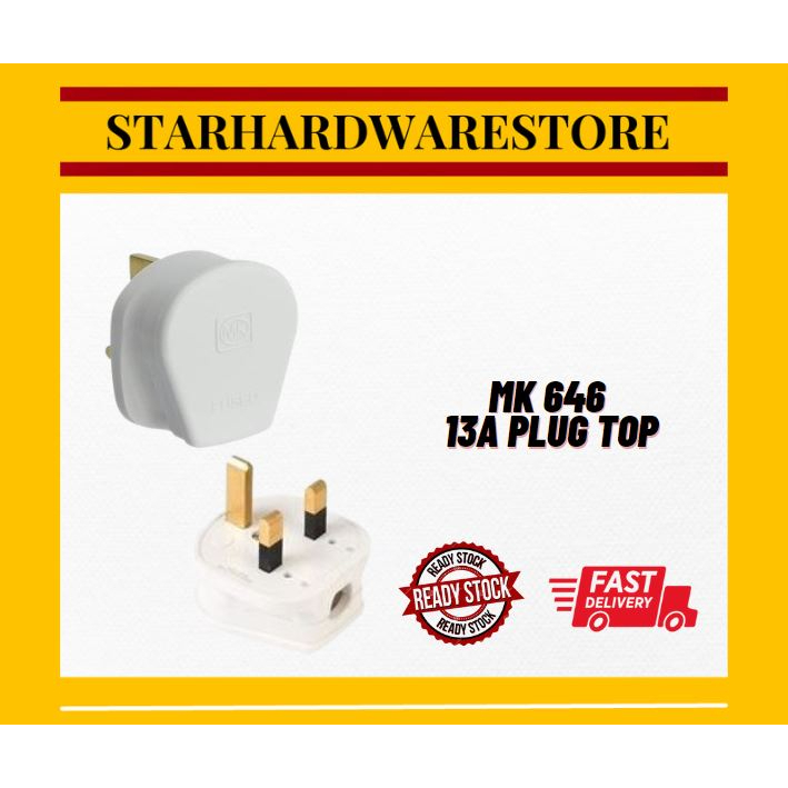 MK 646 WHI 13A Heavy Duty 3 PIN Bakelite PLUG TOP 250V with SIRIM ...