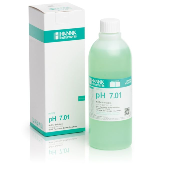 Hanna pH 7.01 calibration solution dyed green colour buffer liquid ...