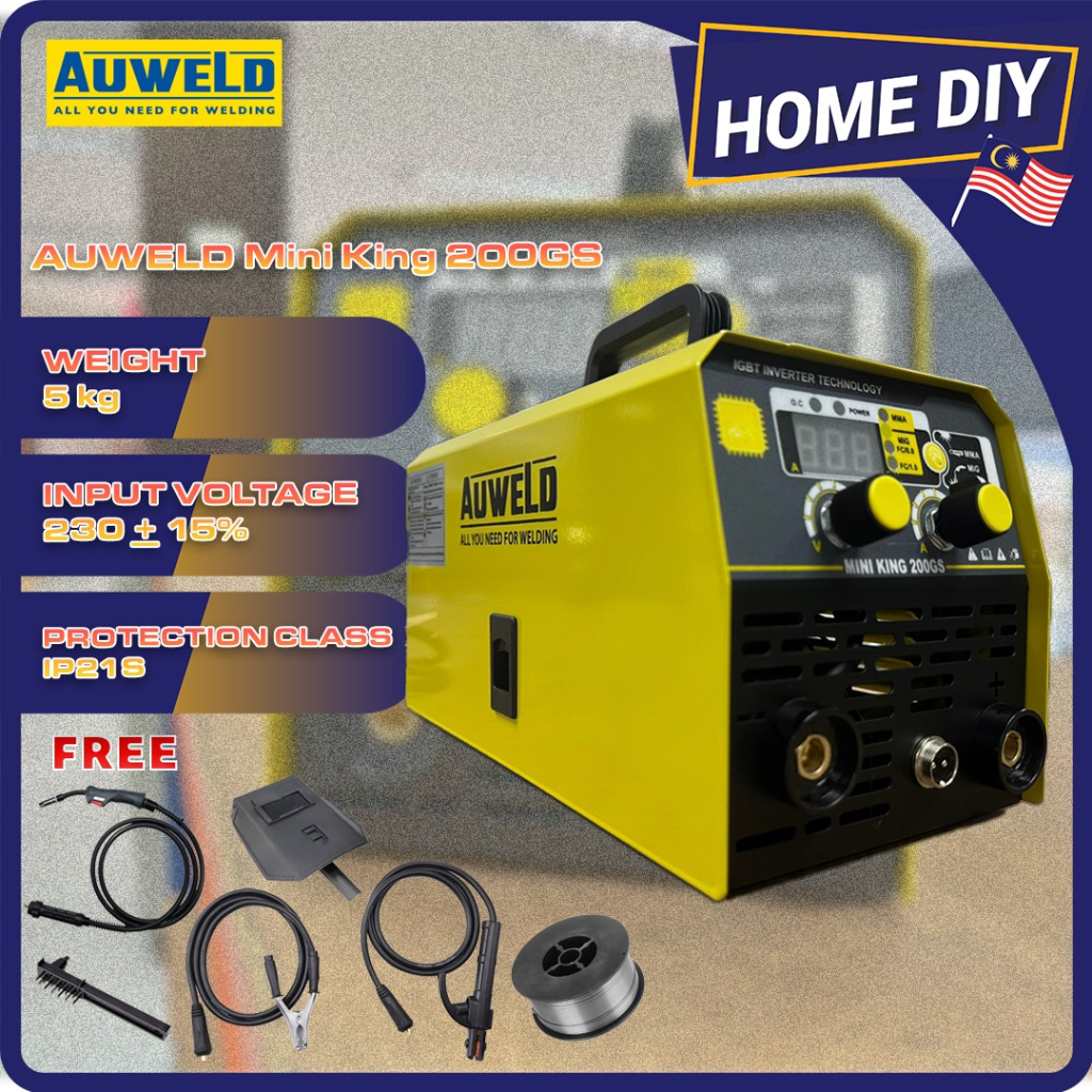 AUWELD MINI KING 200GS 2 IN 1MIG MMA GASLESS WELDING MACHINE / MMA ...
