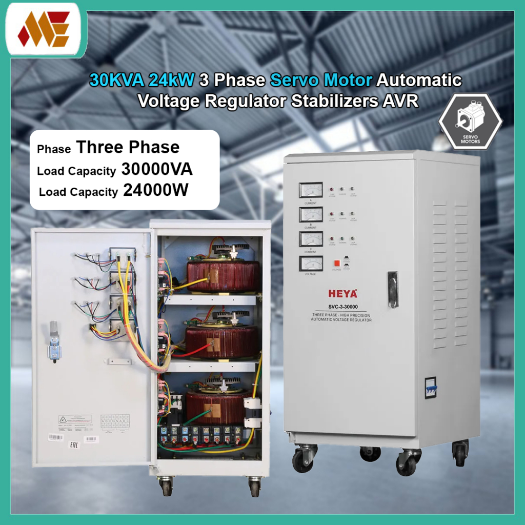 3 Phase Servo Motor 30KVA 24KW Automatic Voltage Regulator / Voltage ...