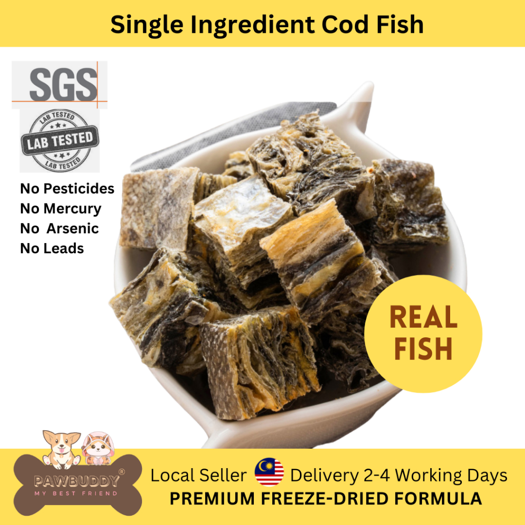 Dehydrated Air Dried Single Ingredient Roasted Cod Skin Treats Cat/dog ...