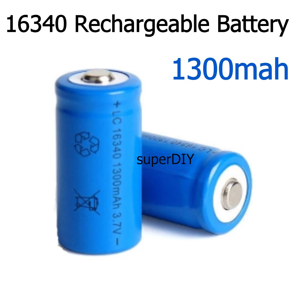 LC 16340 CR123A 3.7V 1300mAh Li-ion Rechargeable Lithium Battery ...