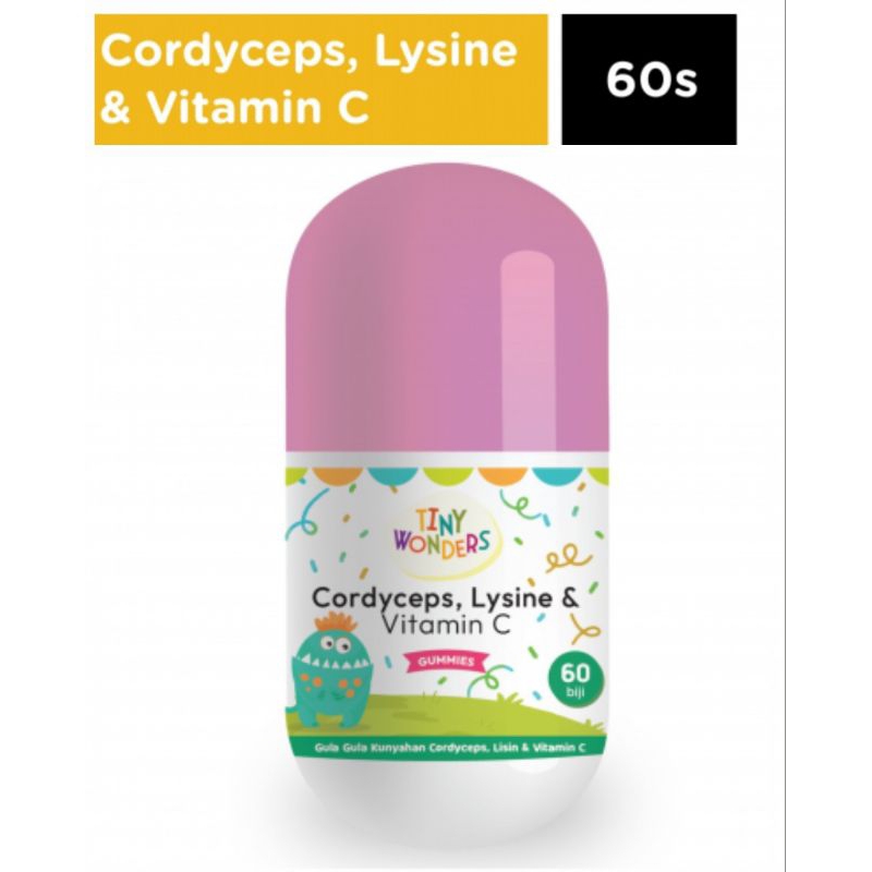 Tiny Wonders Kids Gummy Cordyceps, Lysine & Vitamin 60s x 1 Bottle ...