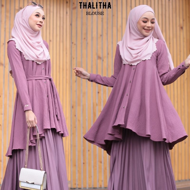 Ironless Blouse Only Thalitha Baggy Loose Plus size Ready Stok | Shopee ...