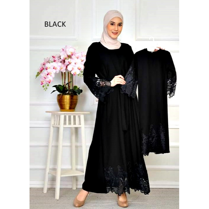 Baju Raya 2023- Jubah Abaya Lace maria Ibu dan Anak | Shopee Malaysia