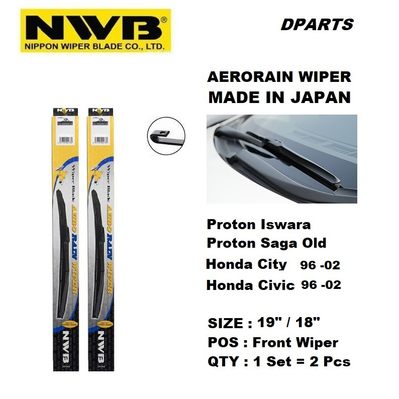 NWB AeroRain Wiper Blade ( 19"/18" ) for Proton Iswara / Saga Old ( Made in Japan ) | Shopee ...