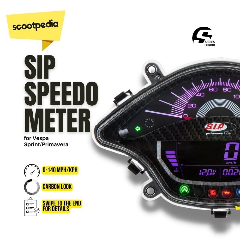 Vespa SIP Performance Rev Counter Meter for Sprint/Primavera (Carbon ...