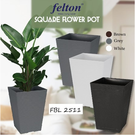 Pasu Bunga FREE SAUCER Flower Pot Square Pot Bunga Pot Felton Pot ...