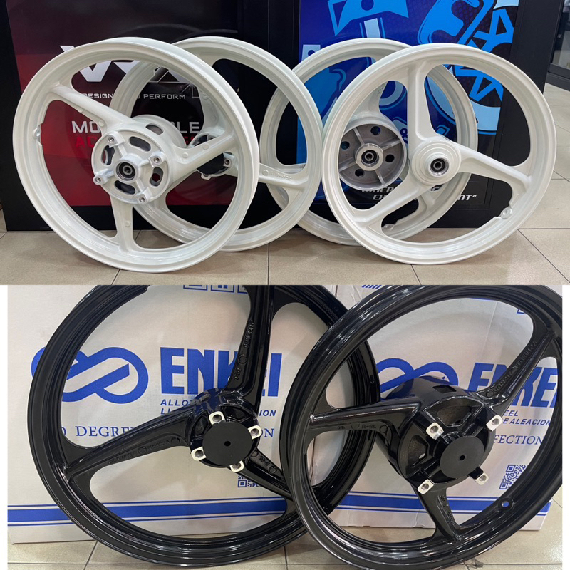 ENKEI RS150 16/16 16/185 3LEG 3BATANG SPORT RIM SET -MILK WHITE SUSU ...