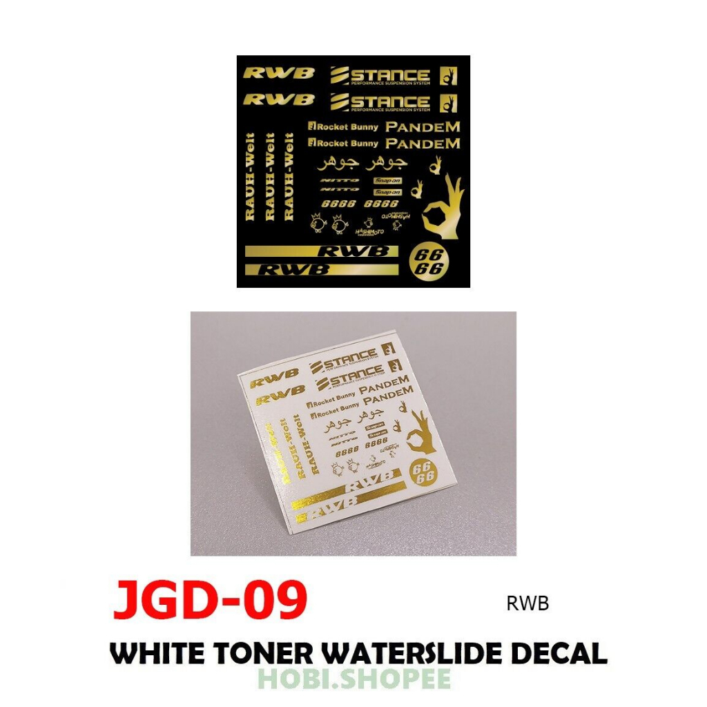 JGD09 - RWB GOLD DECALS Hotwheels 1:64 diecast custom white toner ...