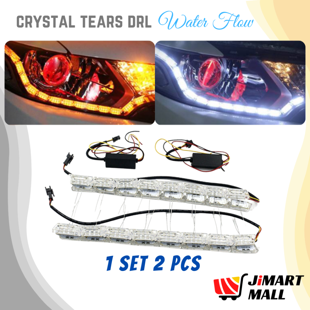 CRYSTAL TEARS DRL LED Flow Turning Strip Lamp Car Signal Daytime Running Light Eye Lamp Headlamp ...