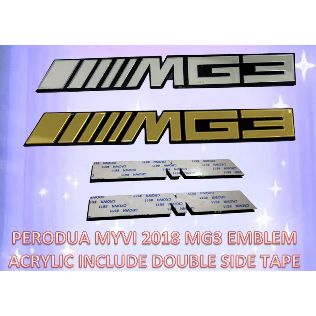 PERODUA MYVI 2018 MG3 EMBLEM ACRYLIC INCLUDE DOUBLE SIDE TAPE - CHROME ...