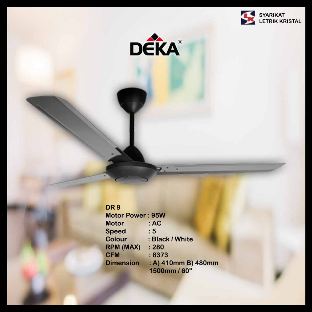 DEKA DR9 / Regulator Ceiling Fan / 5 Speed Control / 3 Fan Blade / 60 ...