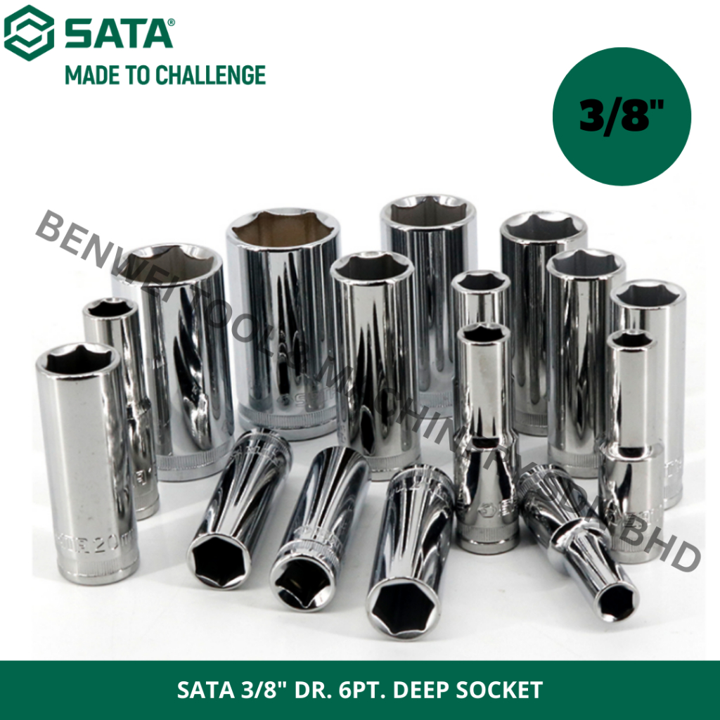 SATA 3/8‘’ DR. 6PT. DEEP SOCKET / JUNIOR LONG DEEP SOCKET BOX / 8MM 9MM ...