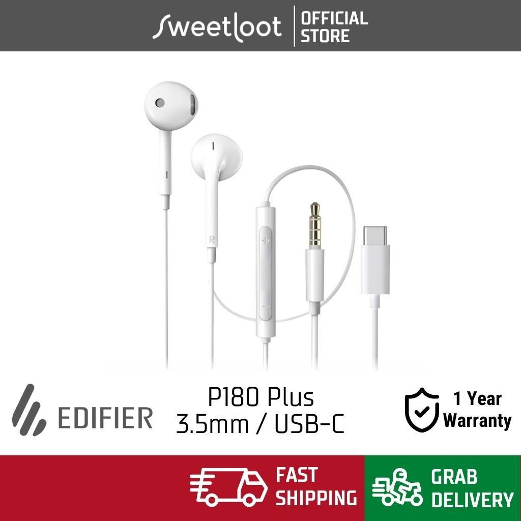 Edifier P180 Plus - Classic Wired Earphone with Mic for Phone Call USB ...