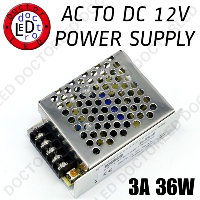 12V 3A Power Supply AC to DC Transformer Adapter LED Driver Penyesuai ...