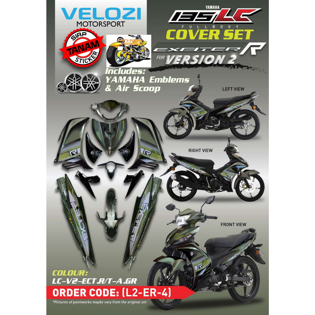 VELOZI FULLBODY COVER SET LC135 V2 EXCITER R / JUPITER JMX ( SIAP TANAM ...