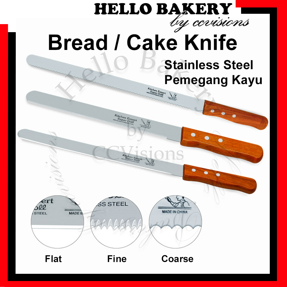 Stainless Steel Bread Knife Pisau Cake Panjang Kek Lapis Pemotong Roti ...