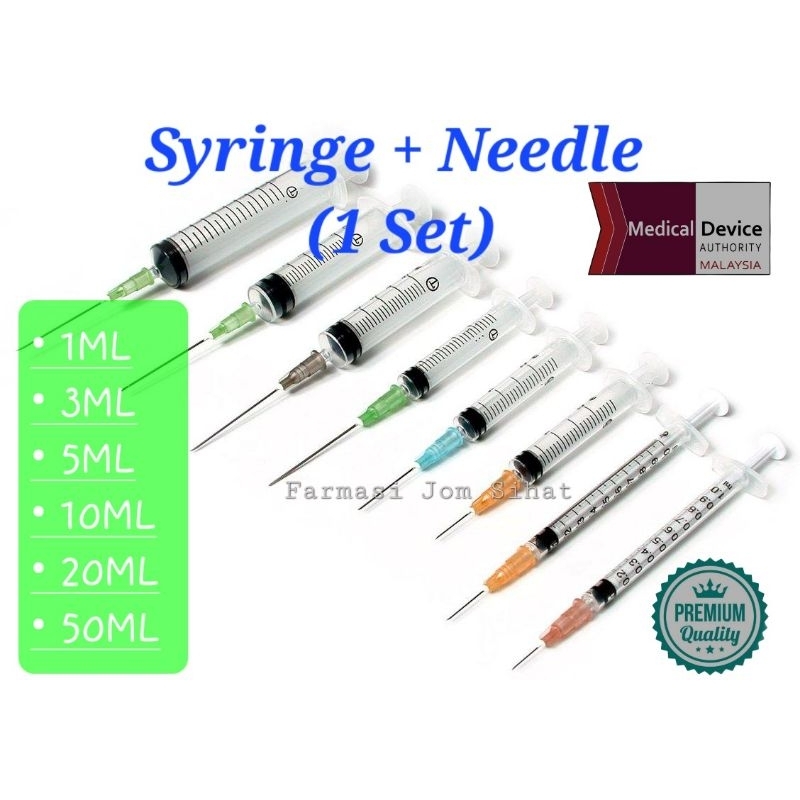 Syringe with Needle (1 Set) Picagari + Jarum Sterile | Shopee Malaysia