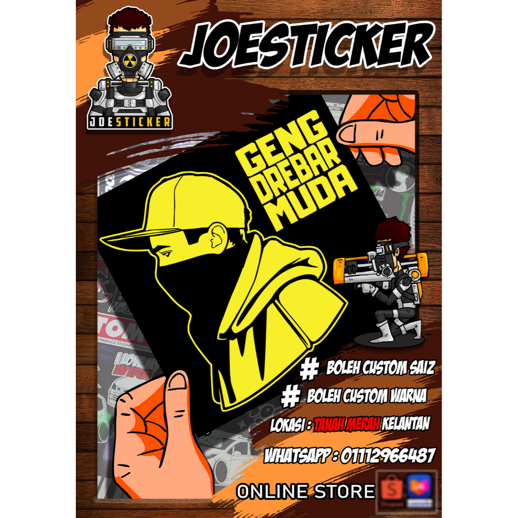 STICKER GENG DREBAR MUDA SAIZ 11.5X10.8 INCI | Shopee Malaysia