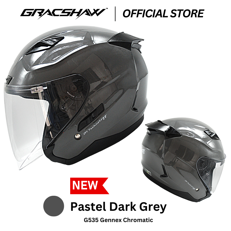 Gracshaw G535 Gennex Chromatic Plain Colours Helmet Double Visor Open ...