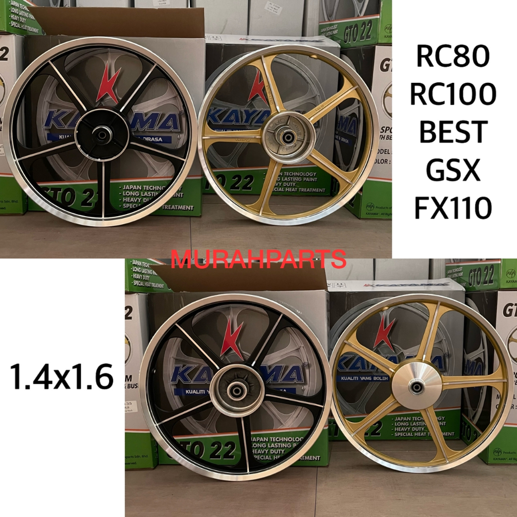 SPORT RIM GTO 5 BATANG RC80 RC100 BEST GSX FX110 KAYAMA 1.4X1.6 SIAP ...