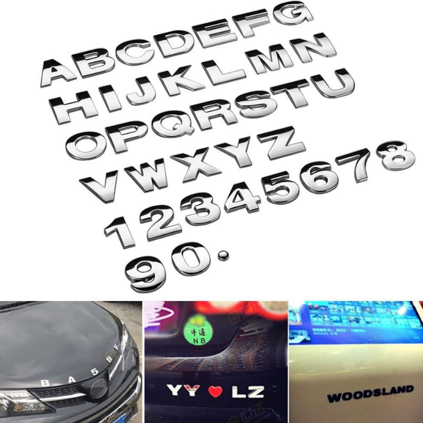 1Pc 25mm Silver Metal DIY 3D Alphabet Letter Car Auto Motor Bike ...