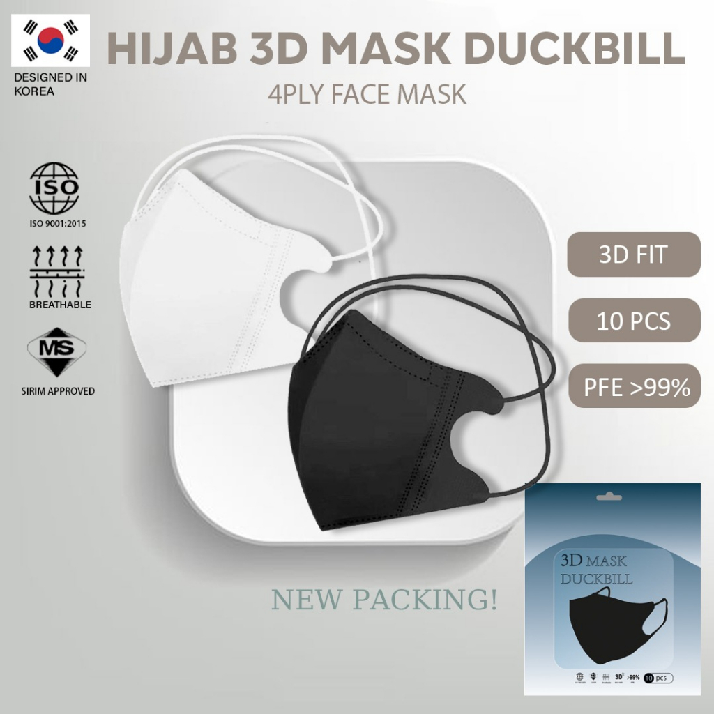 Hijab Headloop DuckBill Mask Face Mask Duckbill 4ply 4 layer3D Mask ...