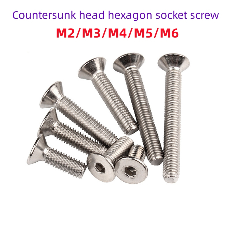 Ready Stock 304 - M2 M3 M4 Hex CSK Socket Countersunk Flat Head Stainless Steel A2 304 Screw ...