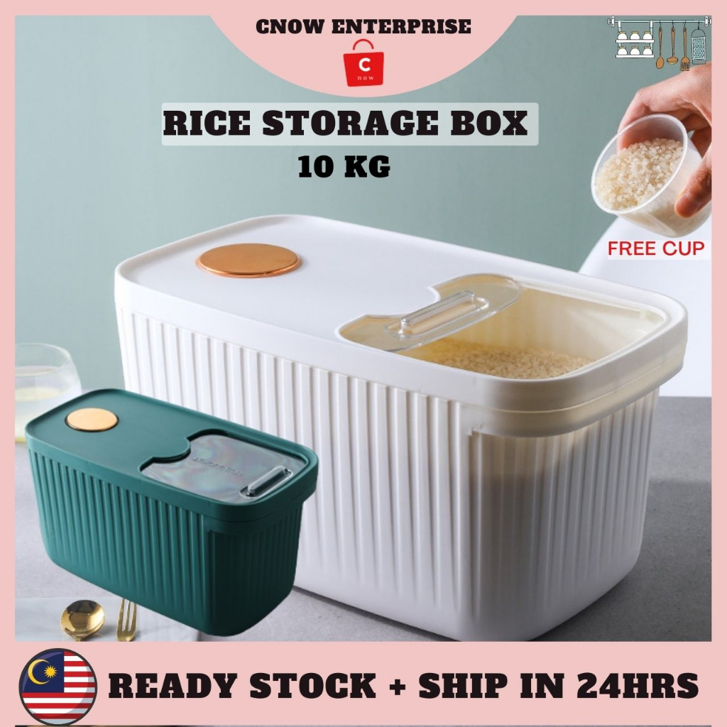 10kg Rice Storage Box Dispenser Bucket Insect-Proof Sealed Kitchen Rice ...