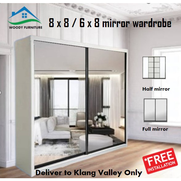 FREE INSTALL Almari Baju Wardrobe Sliding Door Anti-Jump Cabinet ...