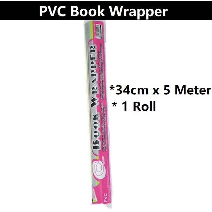 PVC Clear Book Wrapper Book Cover 34cm x 5 Meter Pembalut Buku PVC Roll ...