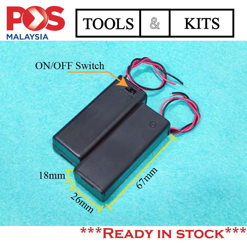 1.5V Single Cell Black Battery Holder with Cover & ON/OFF Switch AA AAA ...