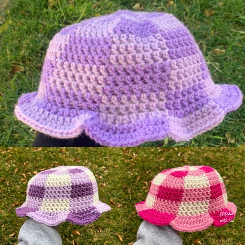 checkered Bucket hat/handmade topi kait | Shopee Malaysia