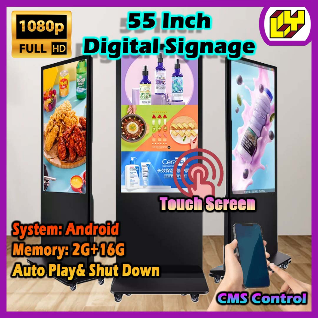 55 Inch Digital Signage Floor Standee Advertising LCD Display Kiosk ...