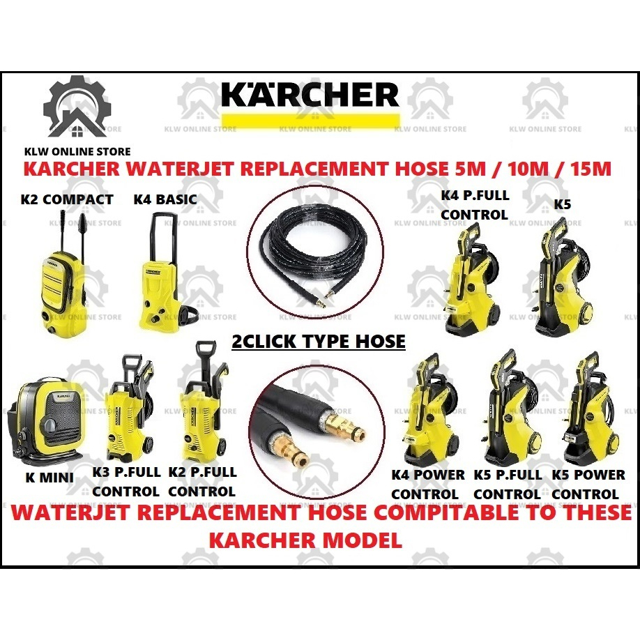 K2 - K5 SERIES 5M 10M 15M WATERJET HIGH PRESSURE HOSE WASHER K MINI K2 K3 K4 K5 COMPACT FULL ...