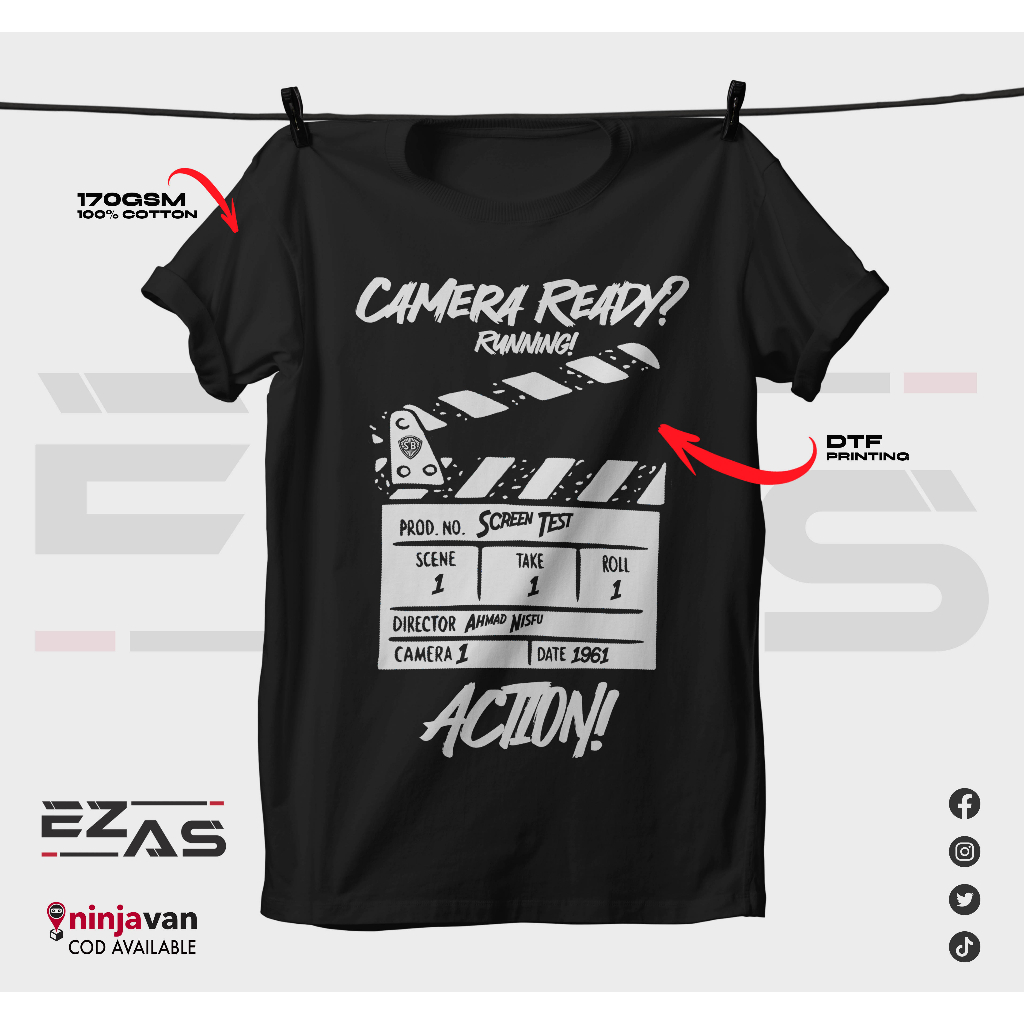 🔥 [PREMIUM 190gsm TEES] Camera Ready, Action! 100% Cotton T-Shirt 🔥 ...