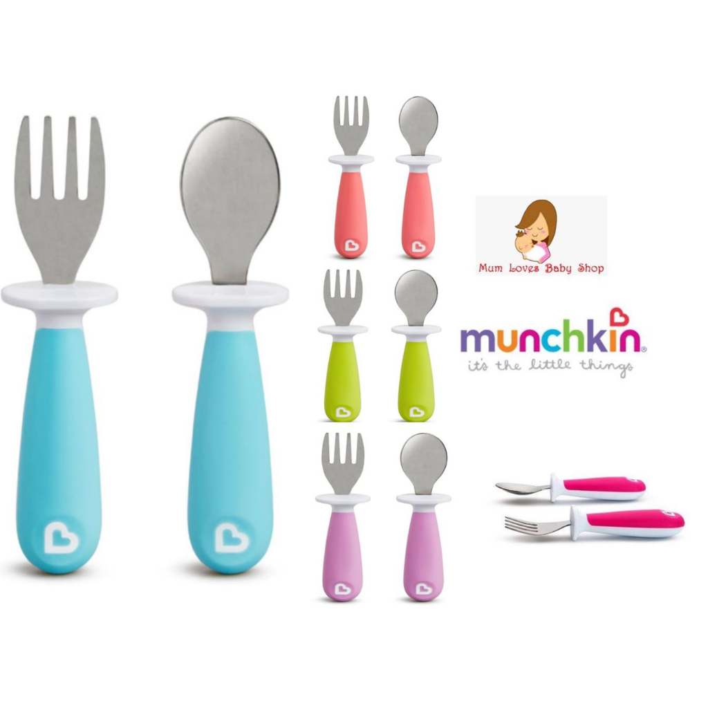 Munchkin Raise Toddler Fork & Spoon Set (Pastel Colour) | Shopee Malaysia