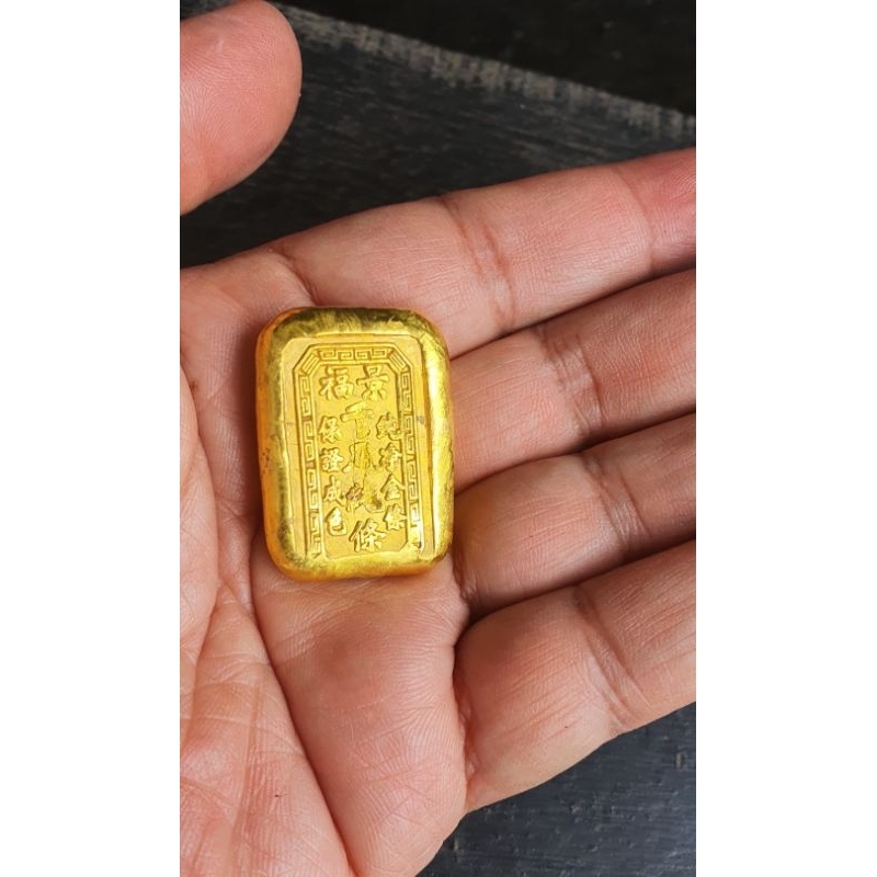 Ingot gold jongkong emas kepala singa antik | Shopee Malaysia