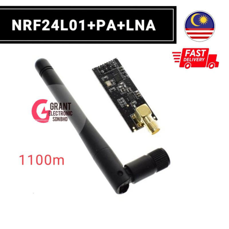 2.4GHz NRF24L01+PA+LNA 1100m Wireless Module Antenna SMA Arduino ...