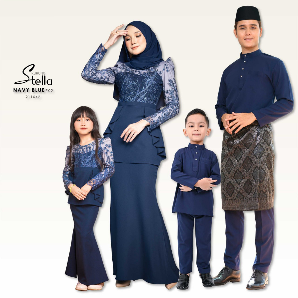 Terbaru Baju Raya 2023 | STELLA | NAVY BLUE | Sedondon Family Baju ...