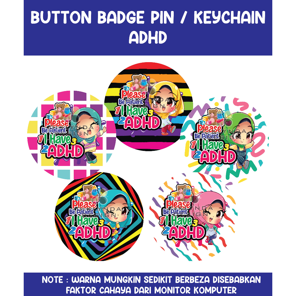 PRE-ORDER - BUTTON BADGE SAFETY PIN - ADHD (GIRL) | Shopee Malaysia