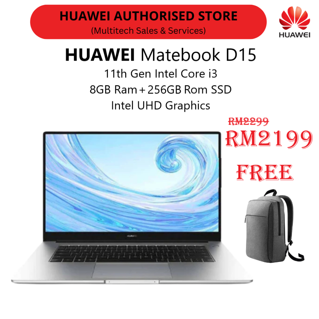 Huawei Matebook D15 8GB + 256GB 11th generation Intel core i3 processor ...