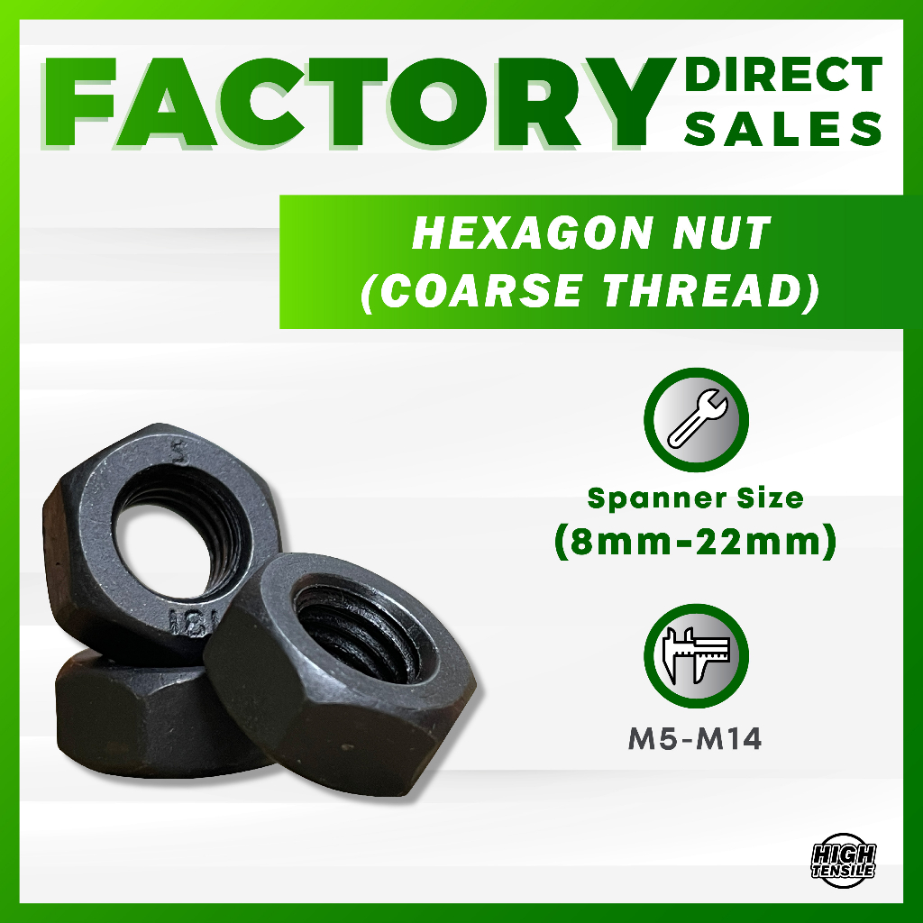 HEXAGON NUT/HEX NUT/SKRU NAT/HIGH TENSILE BOLT AND NUT | Shopee Malaysia