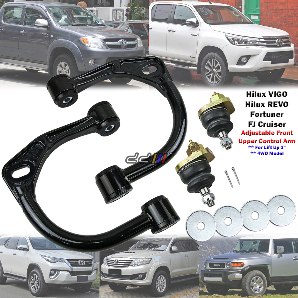 4x4 Front Upper Control Arm Strut Adjustable Camber Lift Up 3" HILUX ...