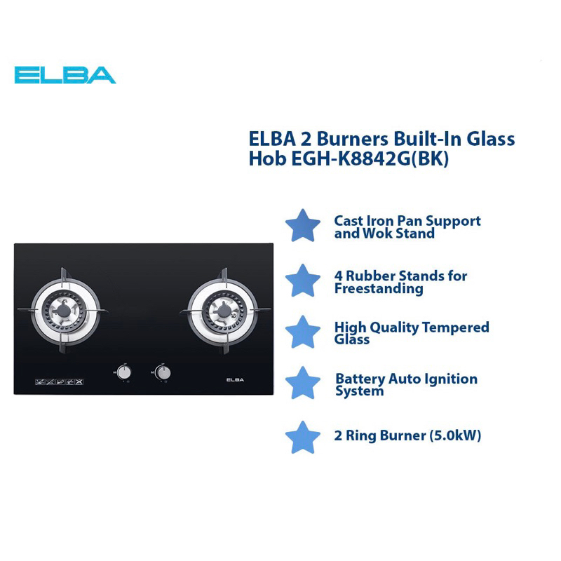 Elba Glass Stove EGH-K8842G(BK) | Shopee Malaysia